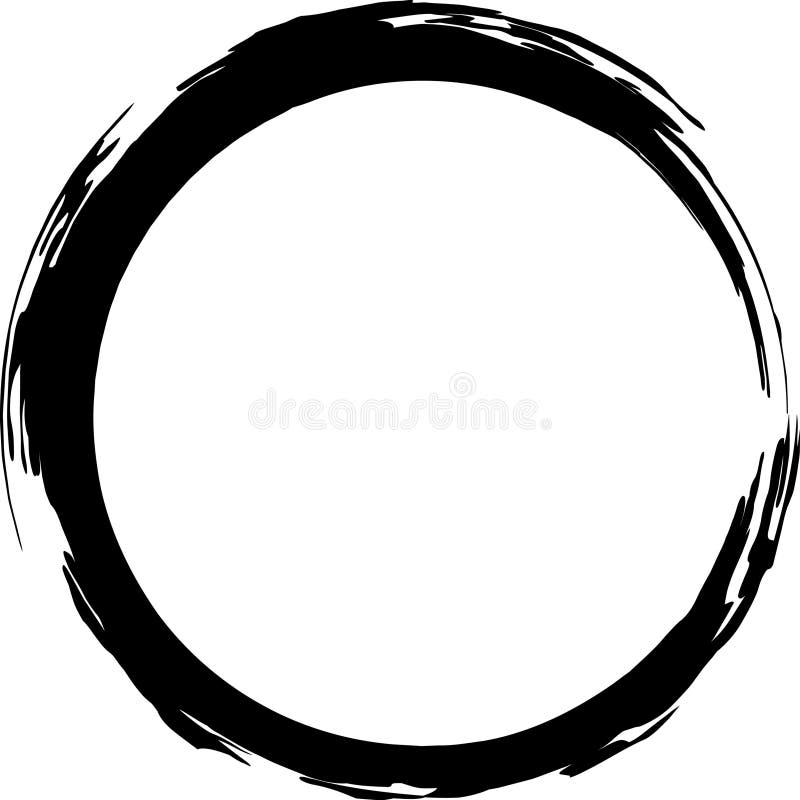 Thick Black Brushstroke Forming a Circular Frame, Showcasing Visible ...