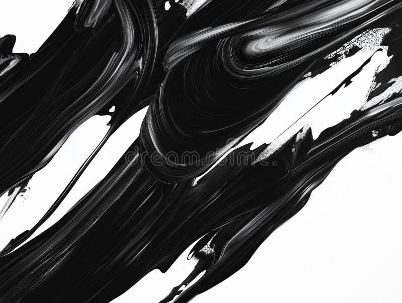 Thick Black Dynamic Brush Strokes with Bold Gestures Stock Illustration ...