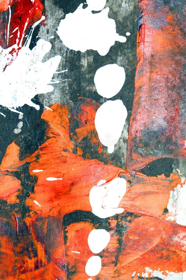Thick Black Red and White Ink and Paint Splatters and Lines Abstract ...