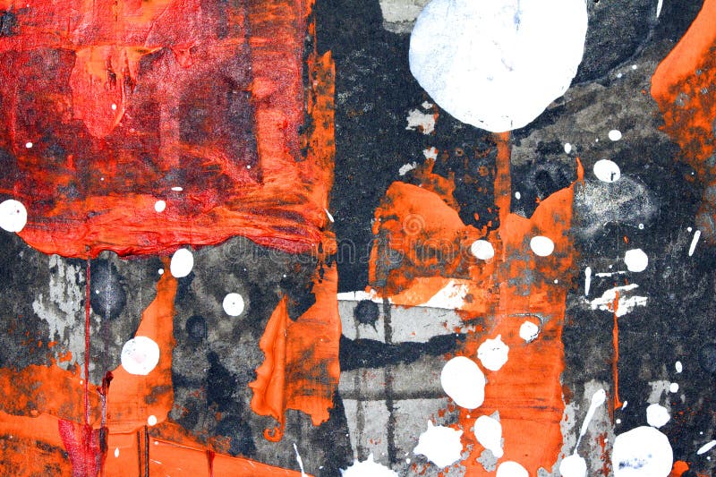 Thick Black Red and White Ink and Paint Splatters and Lines Abstract ...