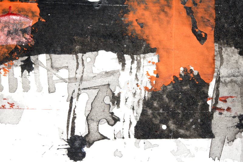 Thick Black Red and White Ink and Paint Splatters and Lines Abstract ...