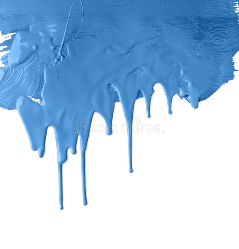 Blue Paint Spill Dripping Down and Paitnbrush Stock Image - Image of ...