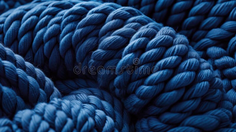 Thick Blue Nautical Rope Coiled Neatly, Emphasizing Its Strong, Woven ...
