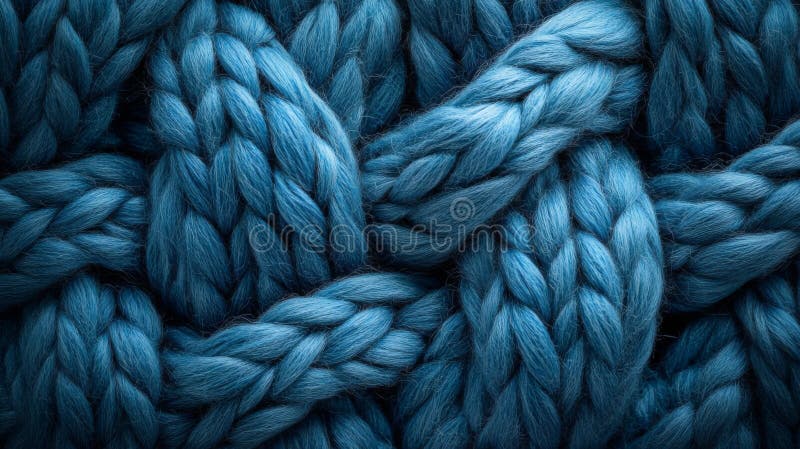 Thick Blue Yarn Creates a Textured Woven Pattern Stock Image - Image of ...