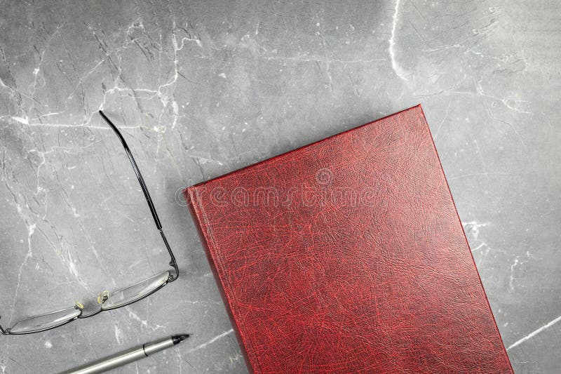 A Thick Book with a Red Leather Cover Stock Image - Image of knowledge ...