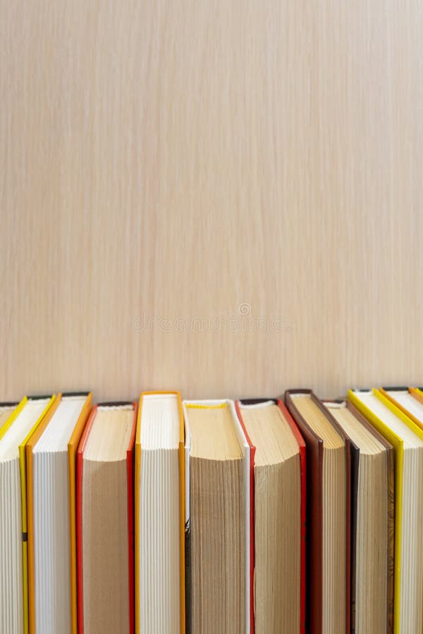 Thick Books on Bookshelf, Vertical Image Stock Image - Image of ...