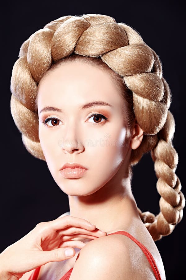 Thick braid stock photo. Image of face, background, modern - 28591106