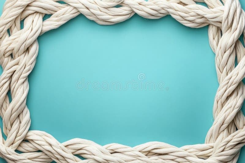Thick Braided White Rope Forming a Rectangular Frame on a Textured ...