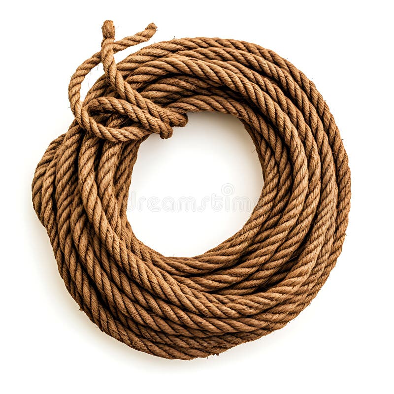 Thick Brown Coiled Rope Placed on White Background Stock Illustration ...