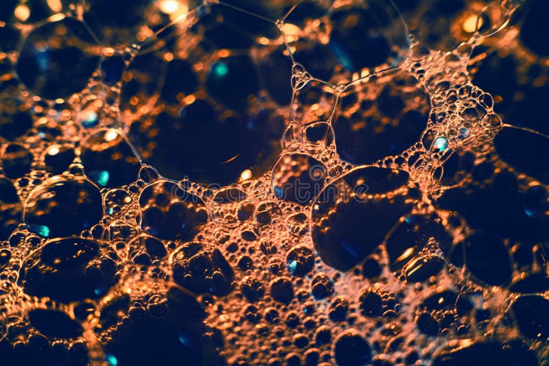 Thick Bubbling Soap Suds on the Surface of the Water. Trendy Colors ...