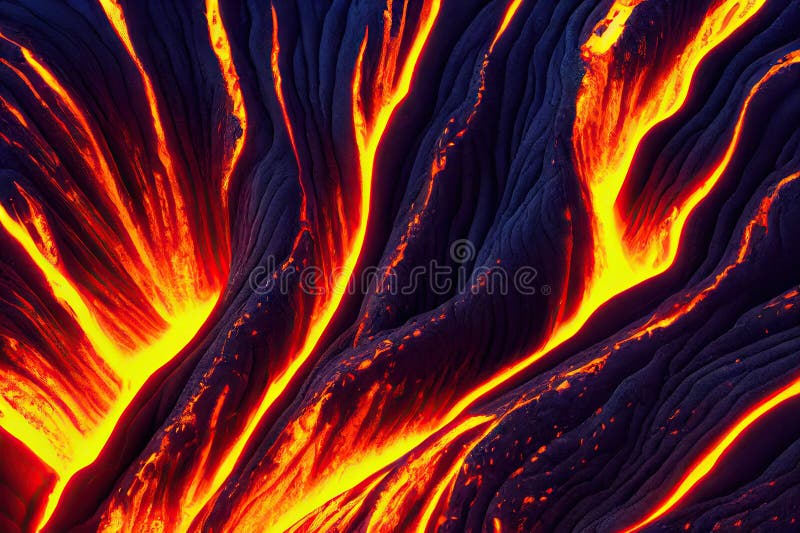 Thick Burning Lava Texture Flowing Down from Volcano Stock Image ...