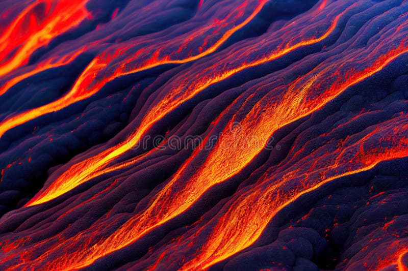 Thick Burning Lava Texture Flowing Down from Volcano Stock Photo ...