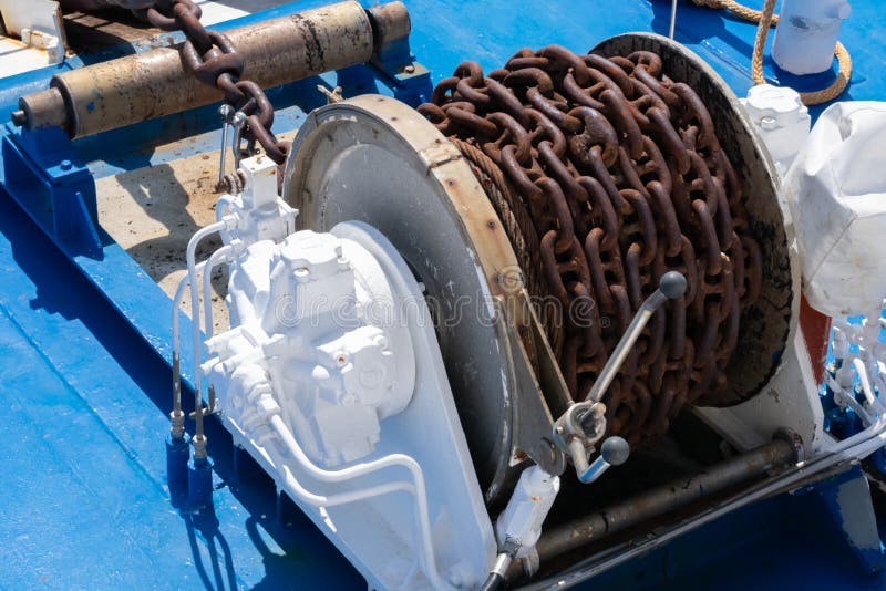 Thick Chain with Anchor is Coiling while Mooring Stock Image - Image of ...