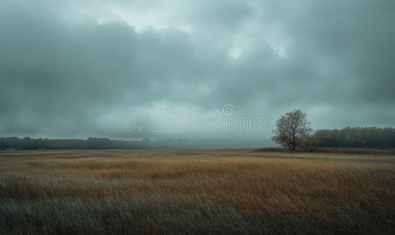 Thick Clouds Gathering Over a Wide Open Field Stock Image - Image of ...