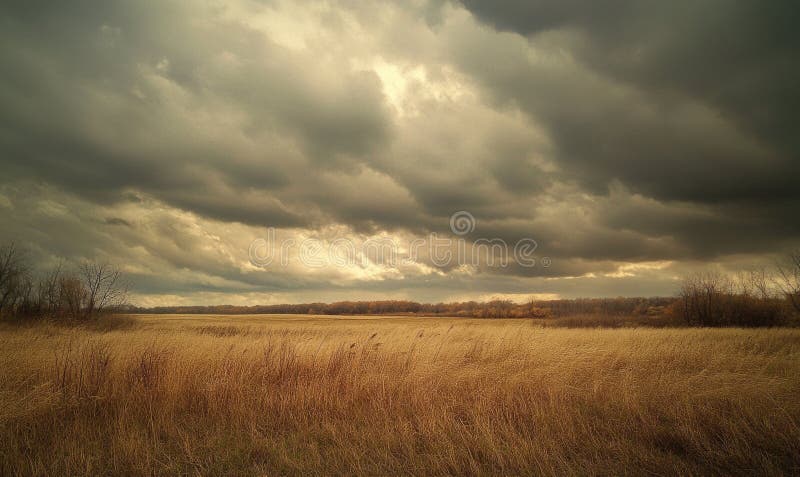 Thick Clouds Gathering Over a Wide Open Field Stock Photo - Image of ...