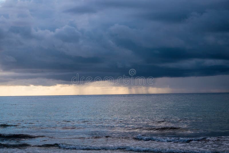 Storm Over Ocean, Approaching Beach Stock Image - Image of furey, thick ...