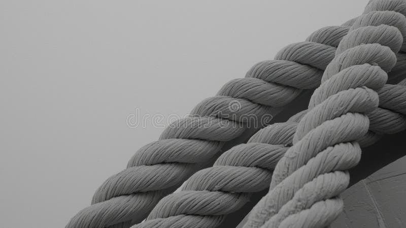 A Thick Cotton Rope on the Gray Background with Copy Stock Photo ...