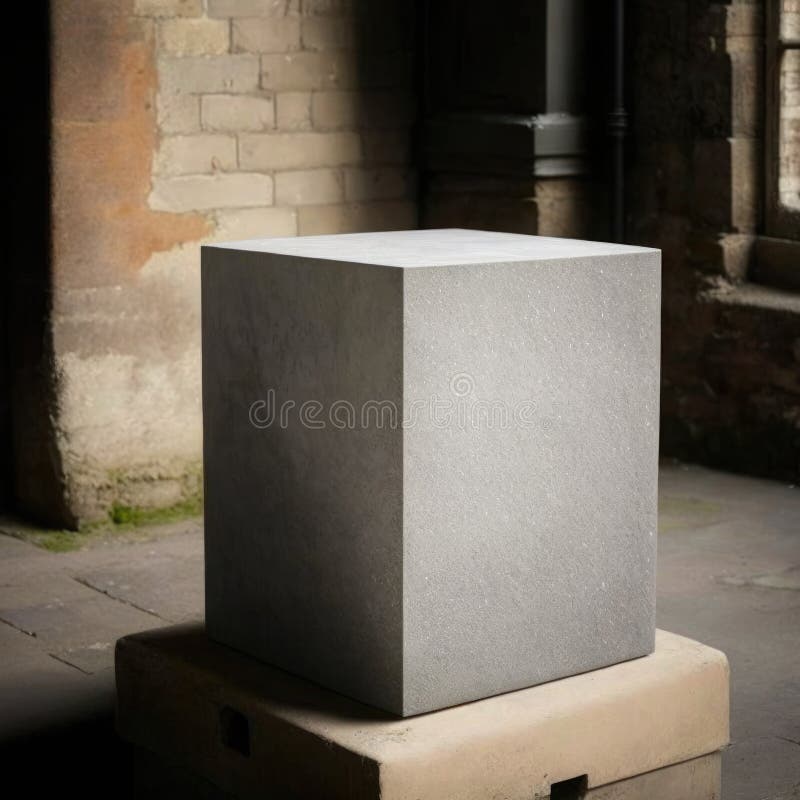 Thick Cuboid Stone with a Bumpy Texture Podium, Empty Showcase for ...