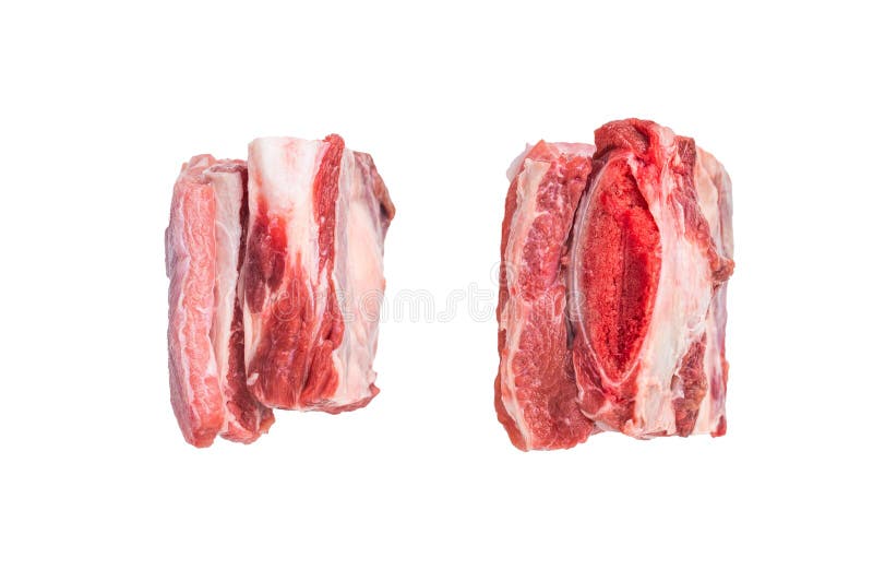 Thick Cut Raw Beef Short Ribs, Fresh Meat with Bone Isolated on White ...