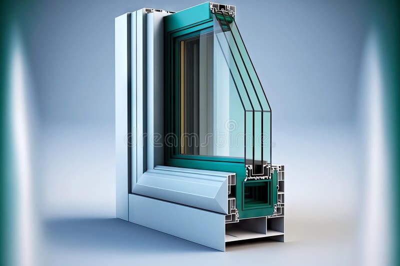 Thick Durable Plastic Windows Profile with Double-glazed Windows ...