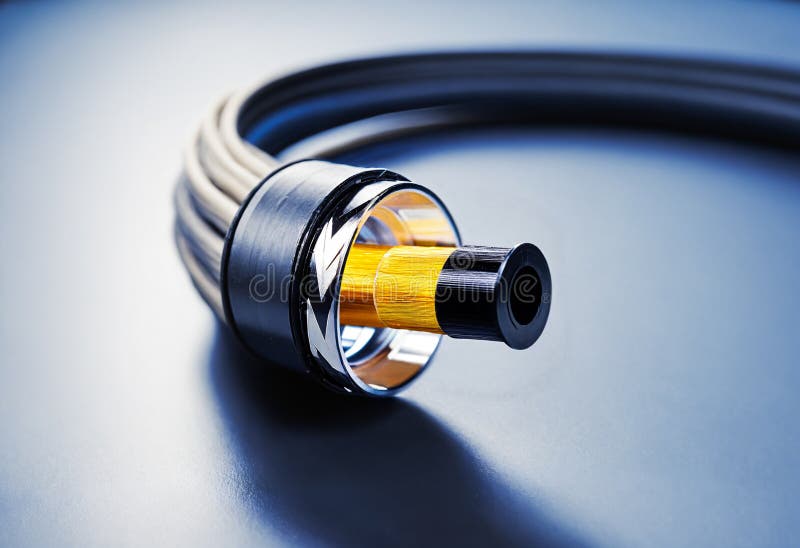 A Thick Fiber Optic Cable with Steel Sheathing, Clearly Open ...