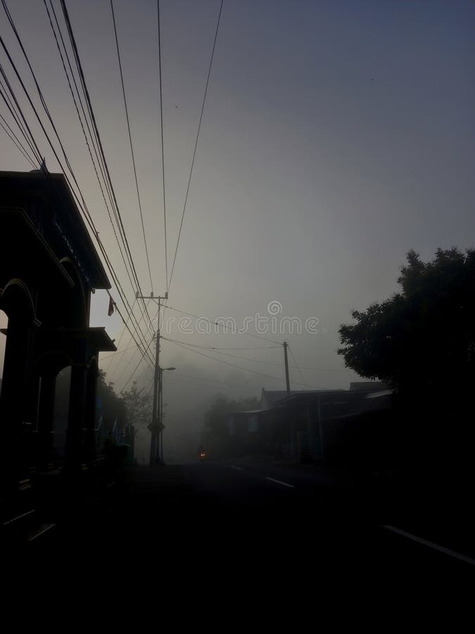 Thick Fog with Black Shadows Visible Headlights from Motor Vehicles ... Thick Fog with Black Shadows Visible Headlights from Motor Vehicles ...