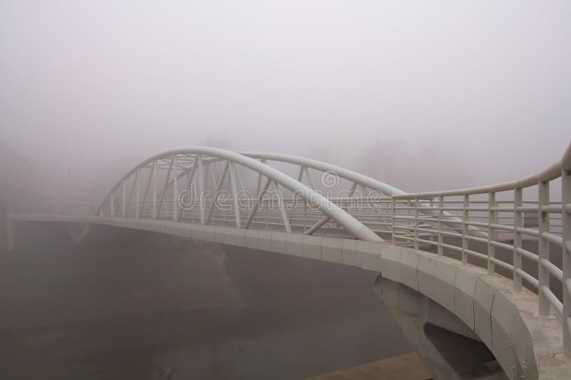 Thick fog over bridge stock photo. Image of vukovar, december - 36520006