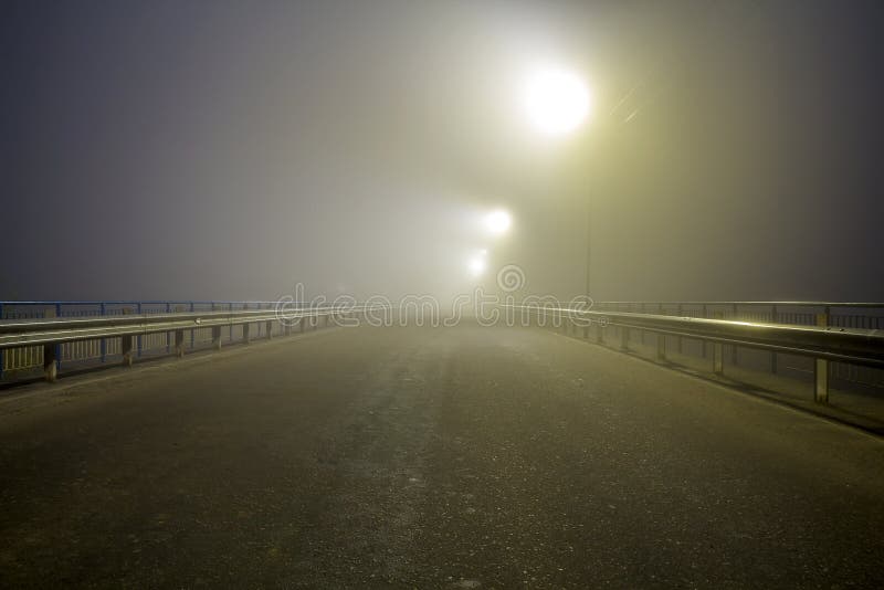 Thick Fog Over Empty Road at Night Stock Image - Image of dark, europe ...