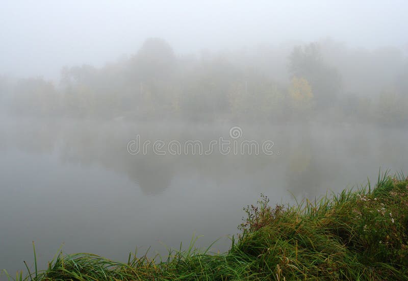 Thick fog over the lake stock photo. Image of kayaking - 85419718