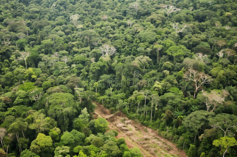 Thick Forest with a Clearcut Line Demarcating a Border Stock Photo ...