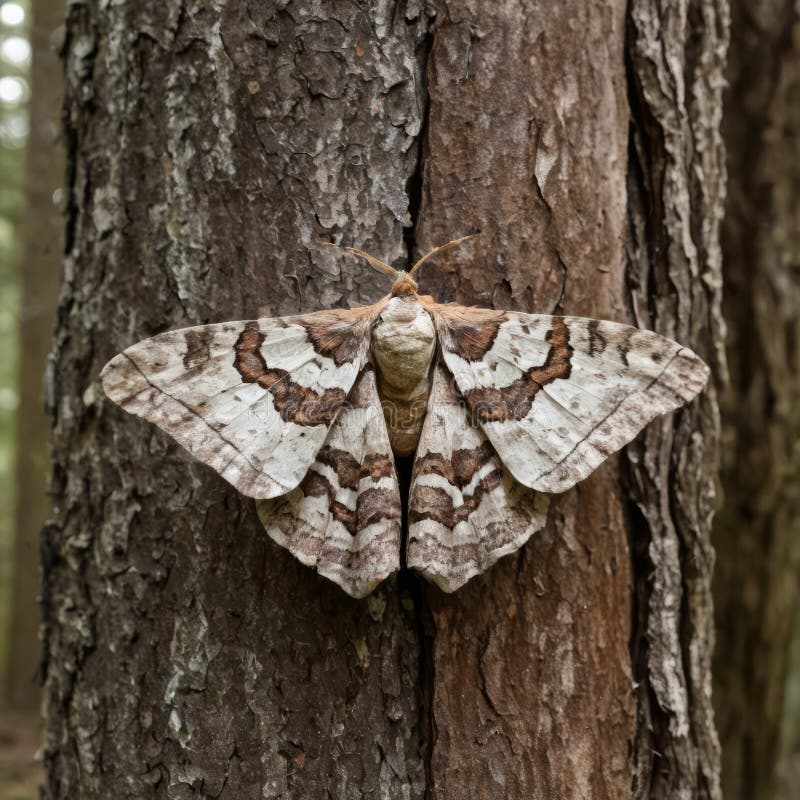 An Ugly Moth with Rough Mottled Patterns Settled on the Peeling Bark of ...