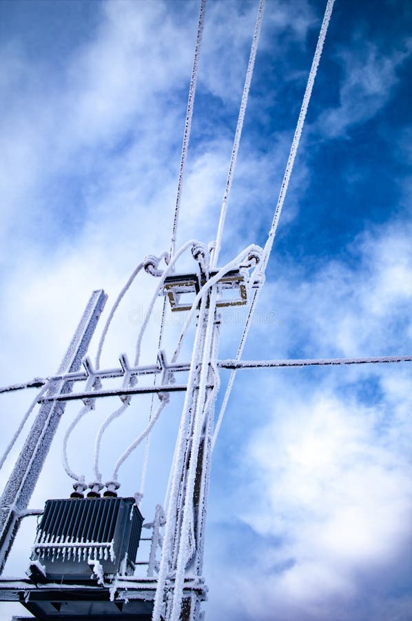 Frost on the Electric Power Box in Winter Stock Photo - Image of retro ...