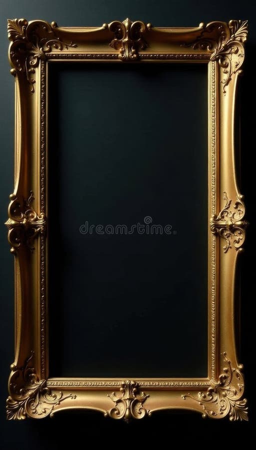 Thick Gold Baroque Frame Against Black Backdrop , Royal, Antique ...