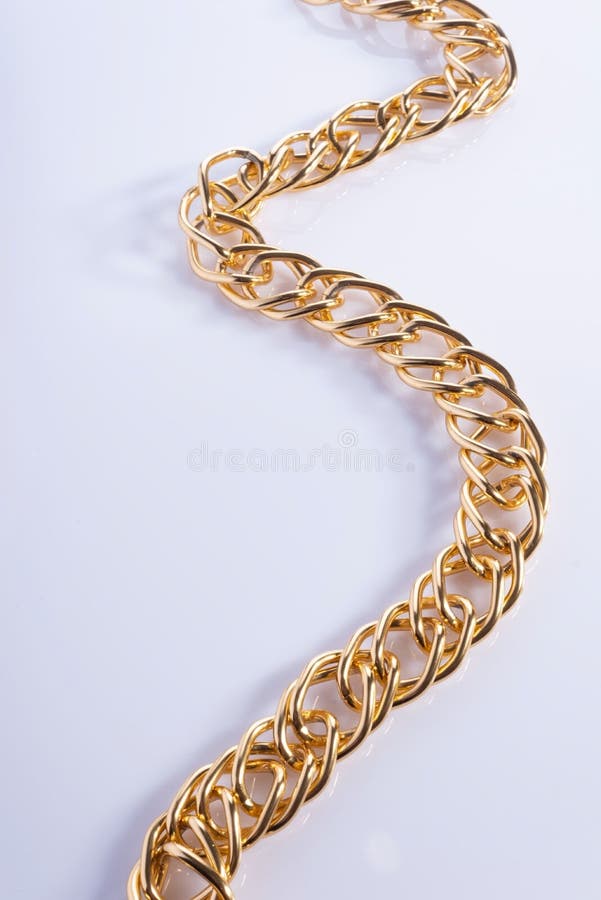 Thick Gold Chain on a White Background, Top View Stock Image - Image of ...