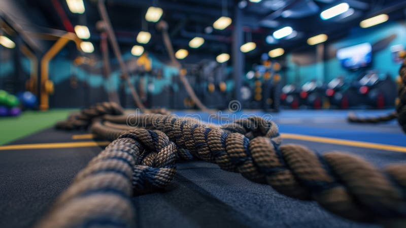 Thick Gym Ropes on Floor with Blurred Background Stock Illustration ...
