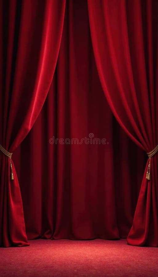 Thick, Heavy Red Velvet Drapes, Stage Lighting, Deep, Performance ...