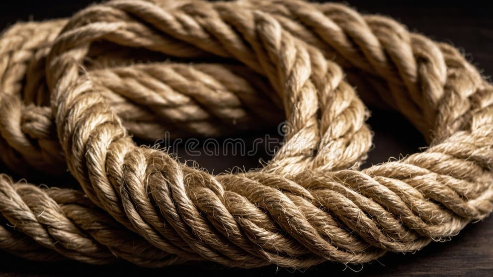 Thick Hemp Rope Forming Circle on Dark Wooden Surface Stock Illustration - Illustration of ...