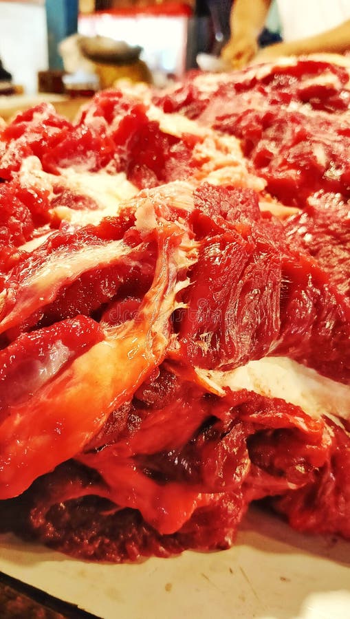 A thick hunk of raw meat stock image. Image of thick - 281655081