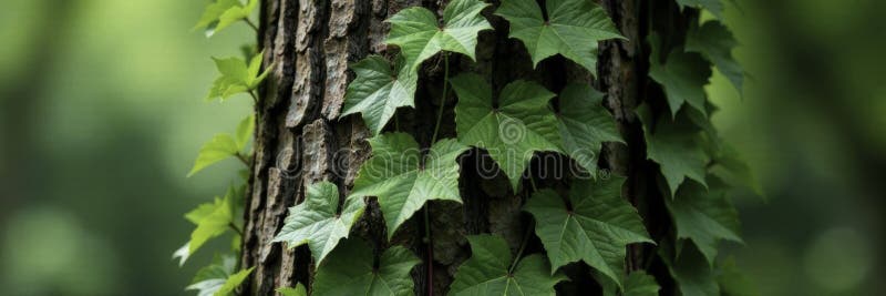 Thick Ivy Vines Wrap Around Tree Bark Tightly, Branches, Stems Stock ...