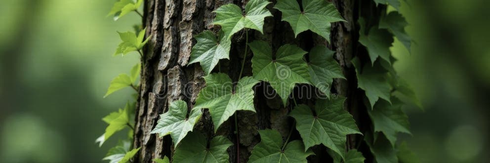 Thick Ivy Vines Wrap Around Tree Bark Tightly, Branches, Stems Stock ...