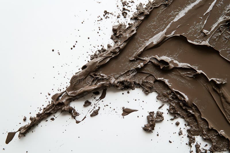 Thick Brown Clay Spread Across a White Surface during Art Creation ...