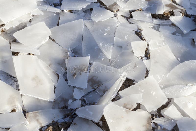 A Thick Layer of Ice Formed on the Territory of the Field Stock Image ...