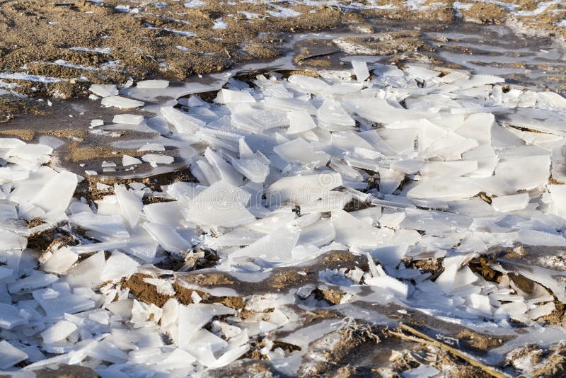 A Thick Layer of Ice Formed on the Territory of the Field Stock Photo ...