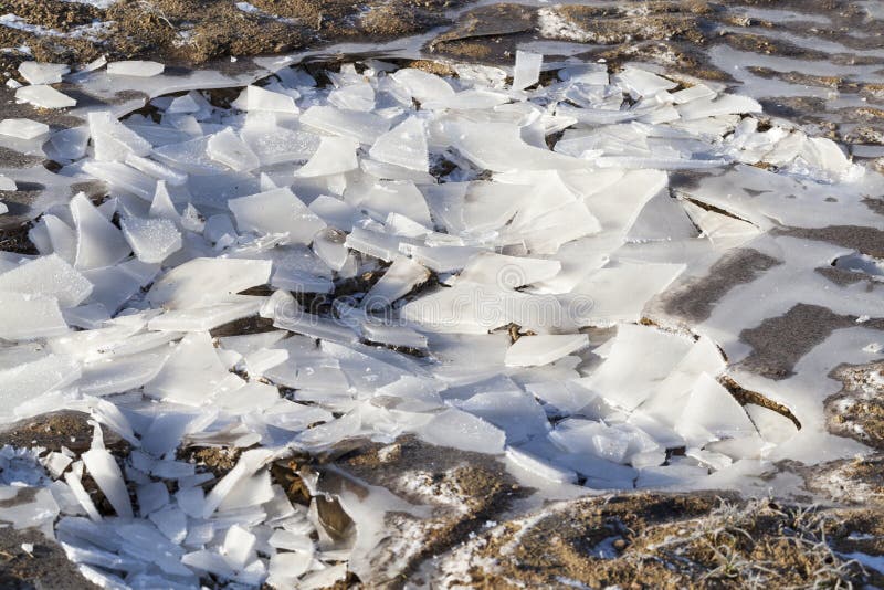 A Thick Layer of Ice Formed on the Territory of the Field Stock Photo ...