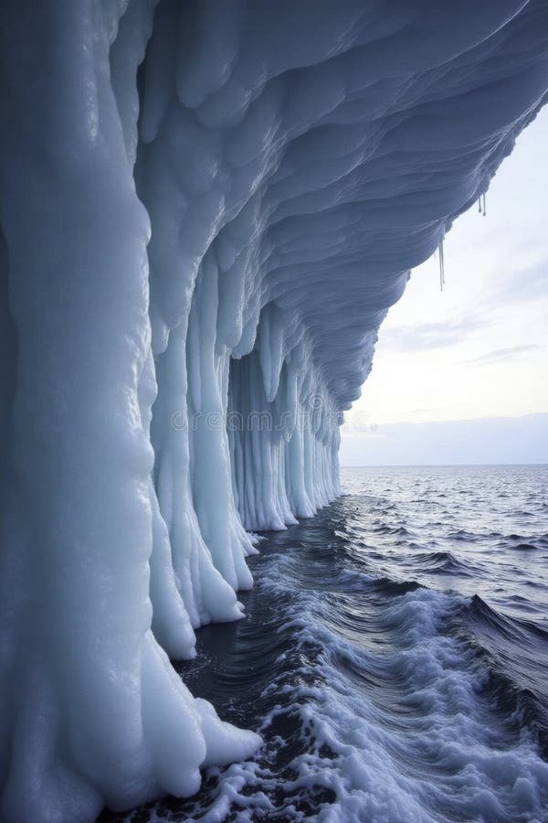 Thick Layers of Ice and Icicles Form on the Underside of a Ferry ...