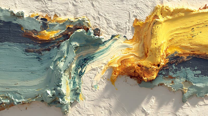 Thick Layers of Paint are Applied on a Textured Canvas, Creating a ...