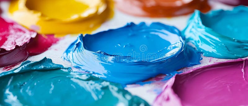 Vibrant Colors and Thick Texture of Tempera Paint Arranged on a Palette ...