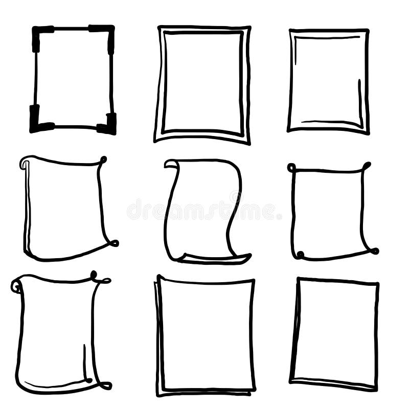 Thick Line Doodle Frame Collection with Rough Style Vector Stock Vector ...
