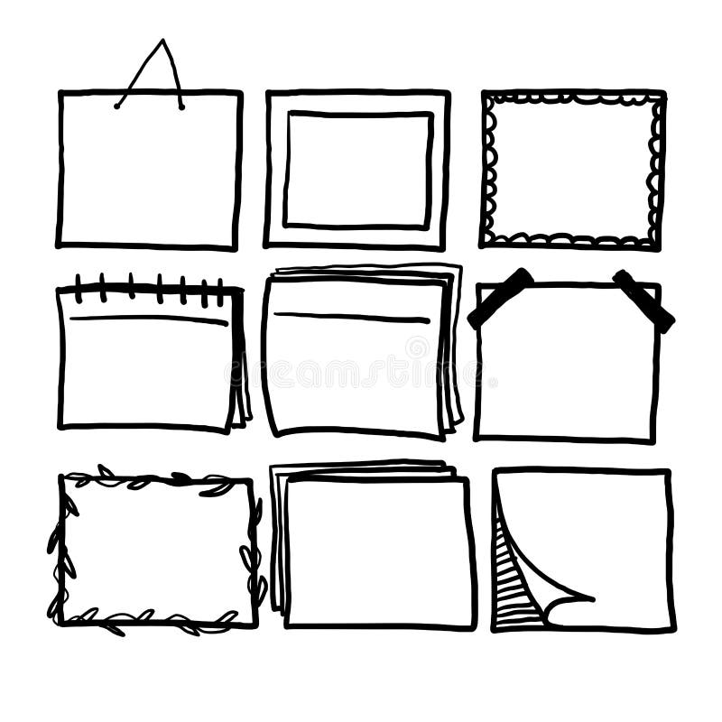Thick Line Doodle Frame Collection with Rough Style Vector Stock Vector ...