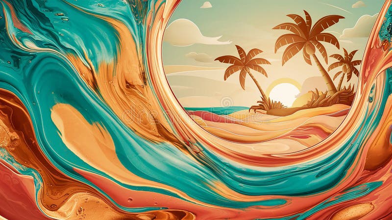Thick Liquid Background with Beach Colors in Summer Stock Illustration ...